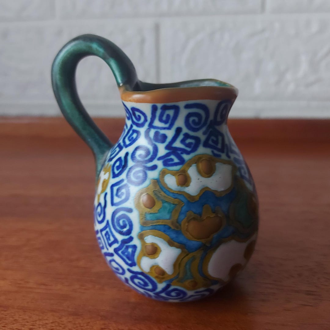 PZH Gouda Pottery BLANCA Pattern Miniature Handpainted JUG Pattern 206 ...