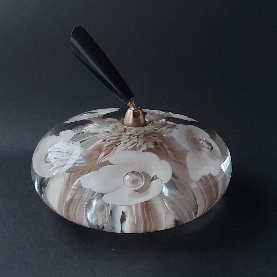 St Clair JOE RICE Large Art Glass Flower Pen Holder Paperweight Desk ...