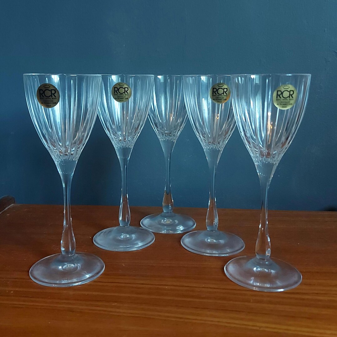 Royal Crystal Rock SOLARIS Vertical Cut Small Wine Glasses X5 With Thin ...