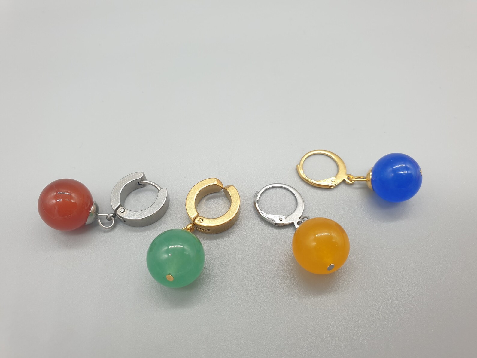 Pair of Potara Earrings Green Yellow Blue Red Natural Stones - Etsy