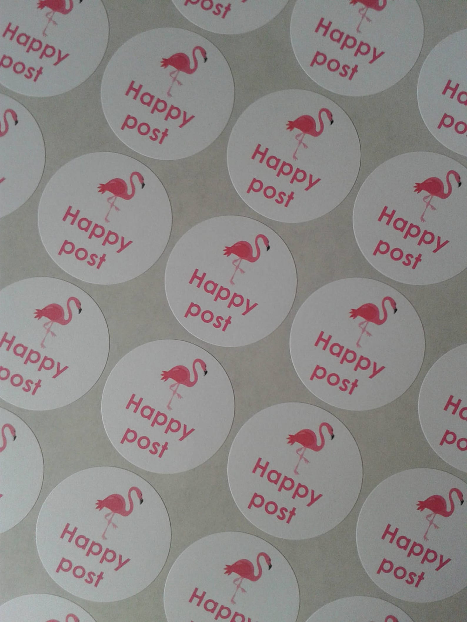 Flamingo Happy Post Stickers 37mm Round Stickers Happy Post - Etsy