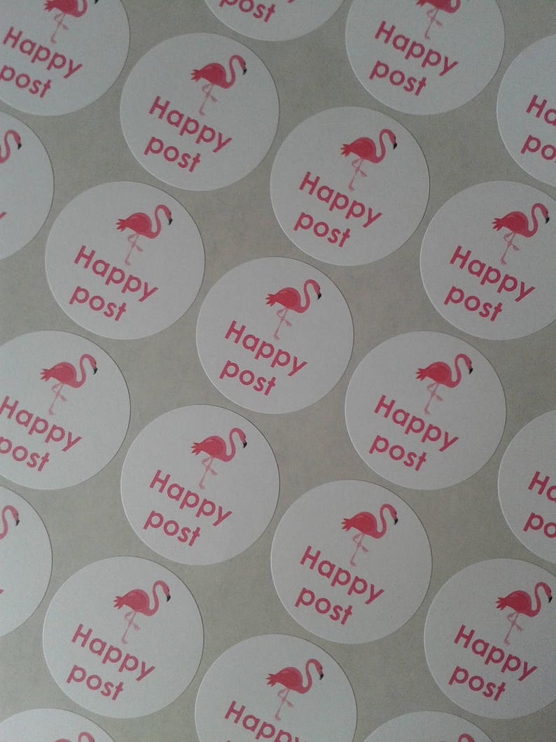 Flamingo Happy Post Stickers 37mm Round Stickers Happy Post - Etsy
