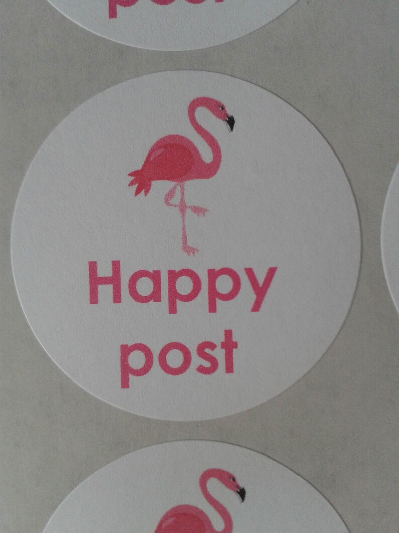 Flamingo Happy Post Stickers 37mm Round Stickers Happy Post - Etsy