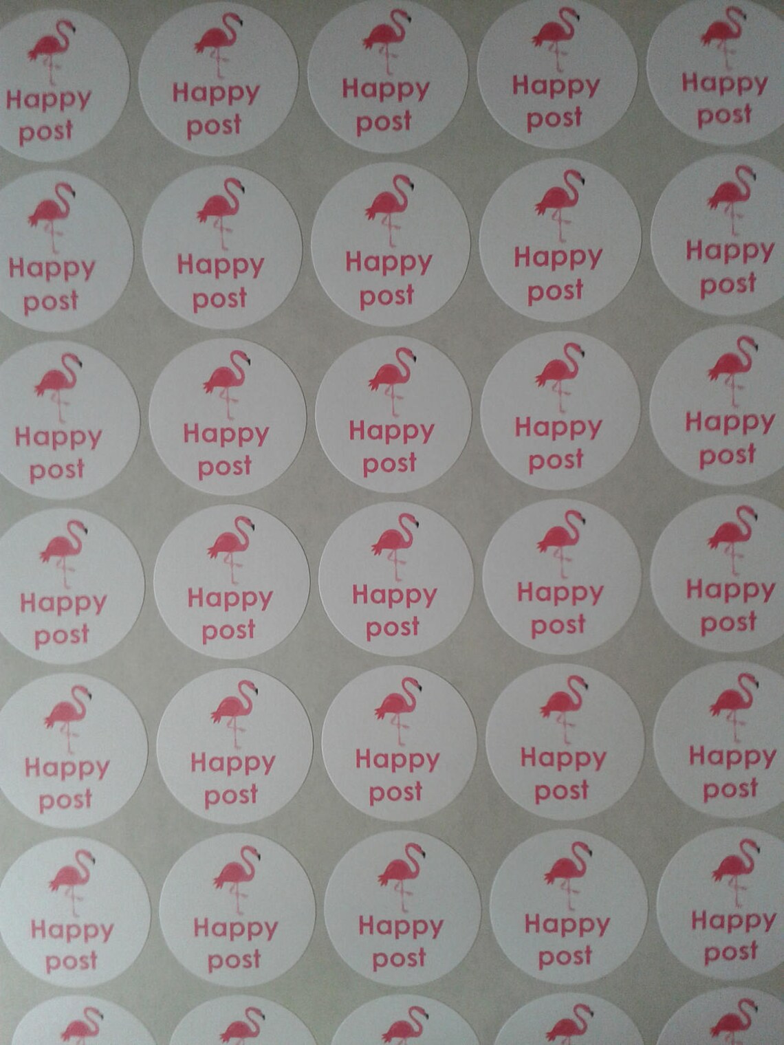 Flamingo Happy Post Stickers 37mm Round Stickers Happy Post - Etsy