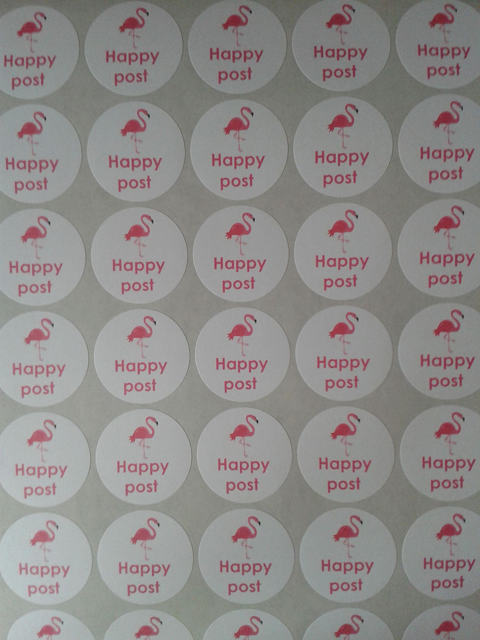 Flamingo Happy Post Stickers 37mm Round Stickers Happy Post - Etsy