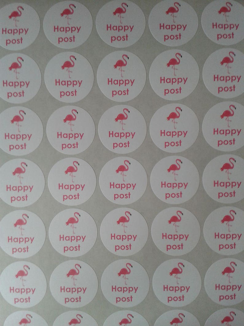 Flamingo Happy Post Stickers 37mm Round Stickers Happy Post - Etsy
