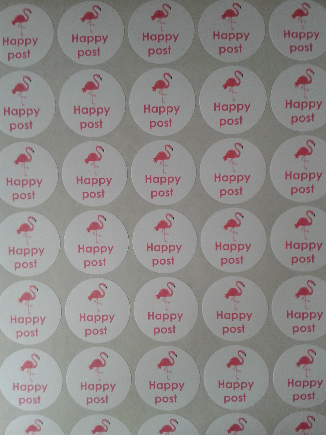 Flamingo Happy Post Stickers 37mm Round Stickers Happy Post - Etsy