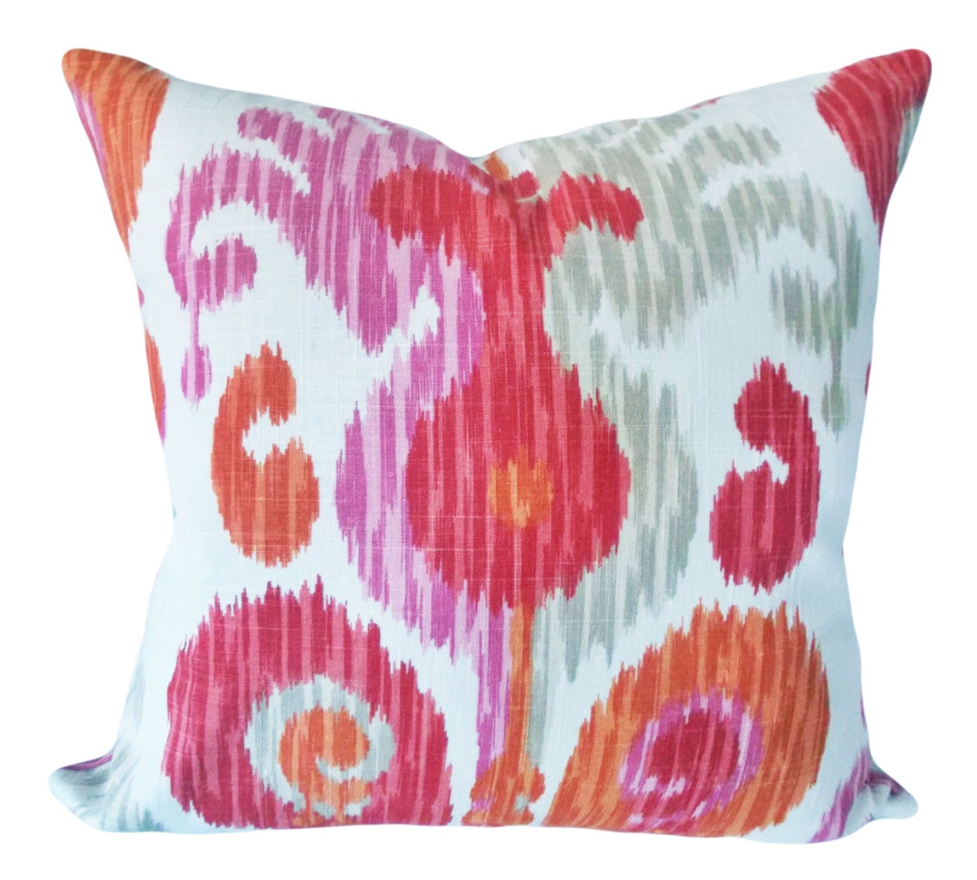 Pink Orange Ikat Pillow Cover: Braemore Tutti Frutti Linen Blend - Etsy