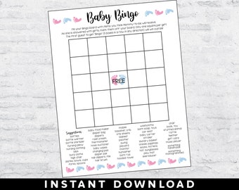 Baby Bingo, Baby Shower Game, Bingo Game, Black White, Boy, Girl ...