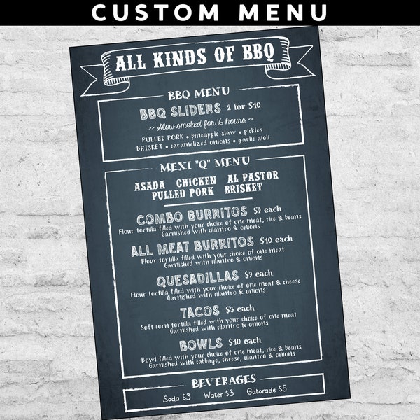 Menu Chalkboard - Etsy