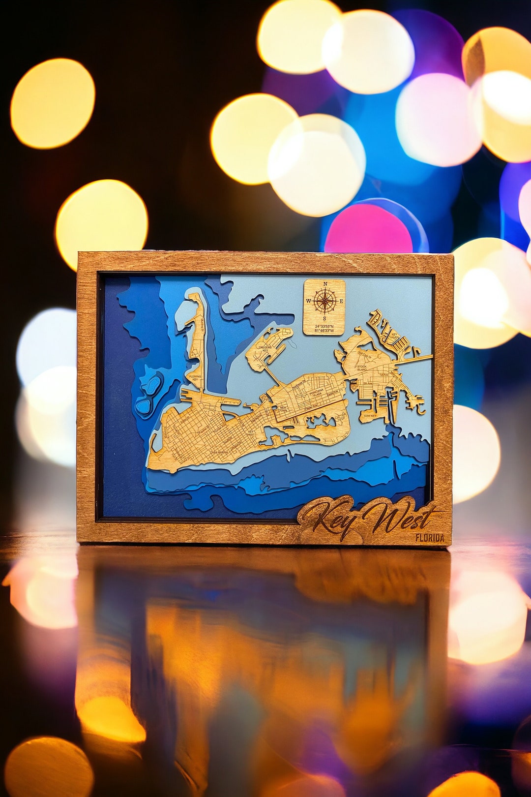 Key West Laser-cut Birch Wood Map - Etsy