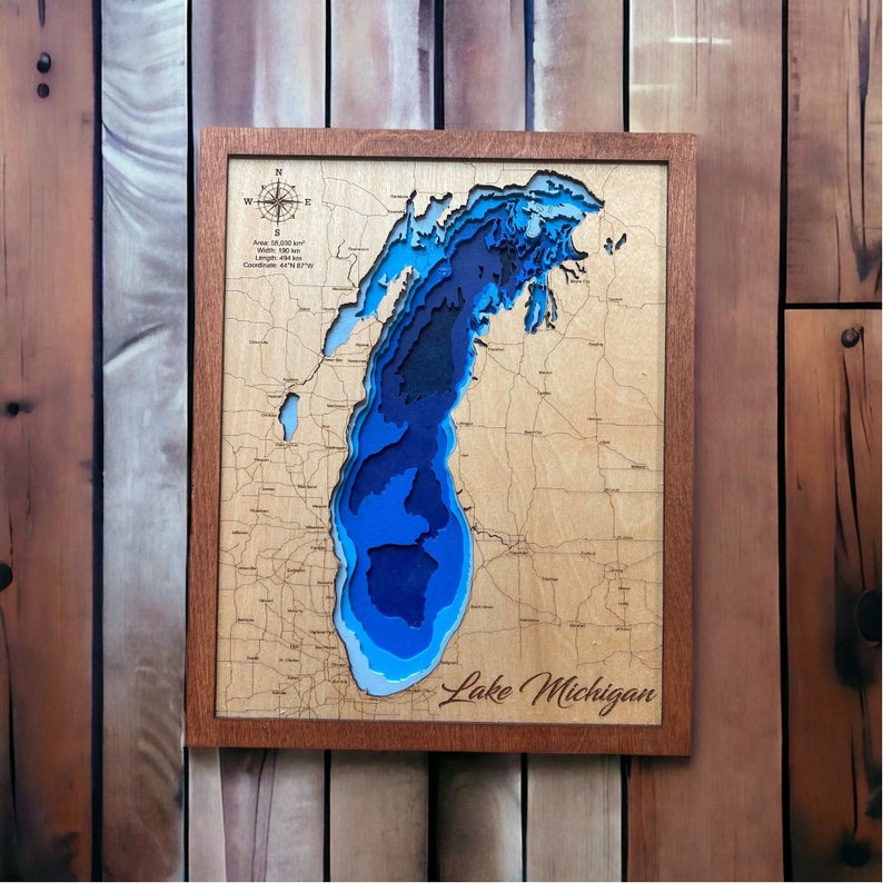 Lake Michigan Laser-cut Birch Wood Map - Etsy