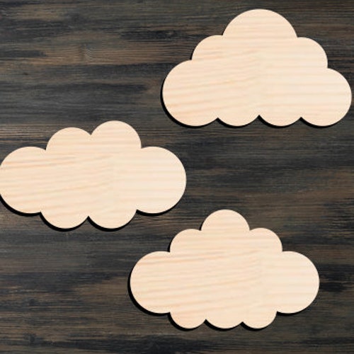 Set of 3 Cloud Wooden Cutouts / Cloud Cutouts / Cloud Shape / - Etsy