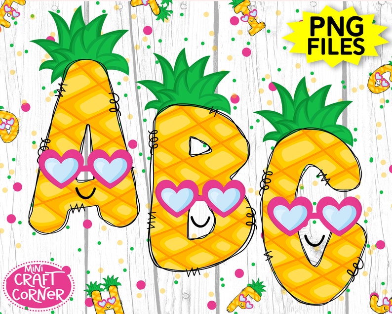 DIGITAL Pineapple Letters / Pineapple Letters PNG / - Etsy