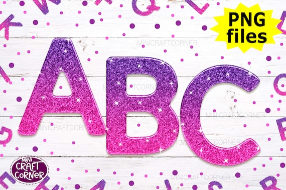 DIGITAL Pink Glitter Letters / Pink Letters PNG / Letters PNG | Etsy
