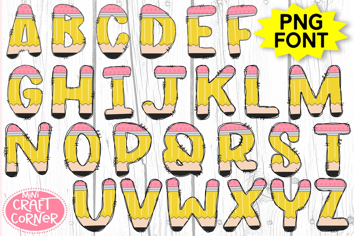DIGITAL Pencil Letters / Doodle Pencil Letters / Doodle Font / - Etsy