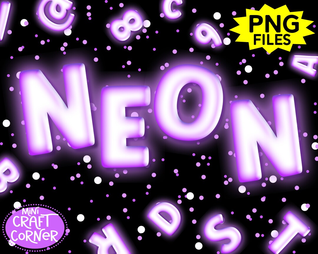 DIGITAL Purple Neon Letters / Neon Letters PNG / PNG Letters / Png Font ...