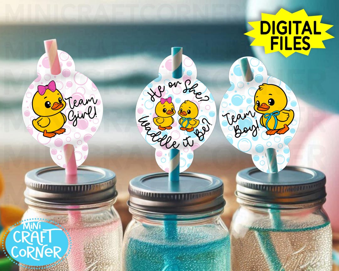 Waddle It Be Gender Reveal Straw Toppers – Duck Baby Shower Decorations ...