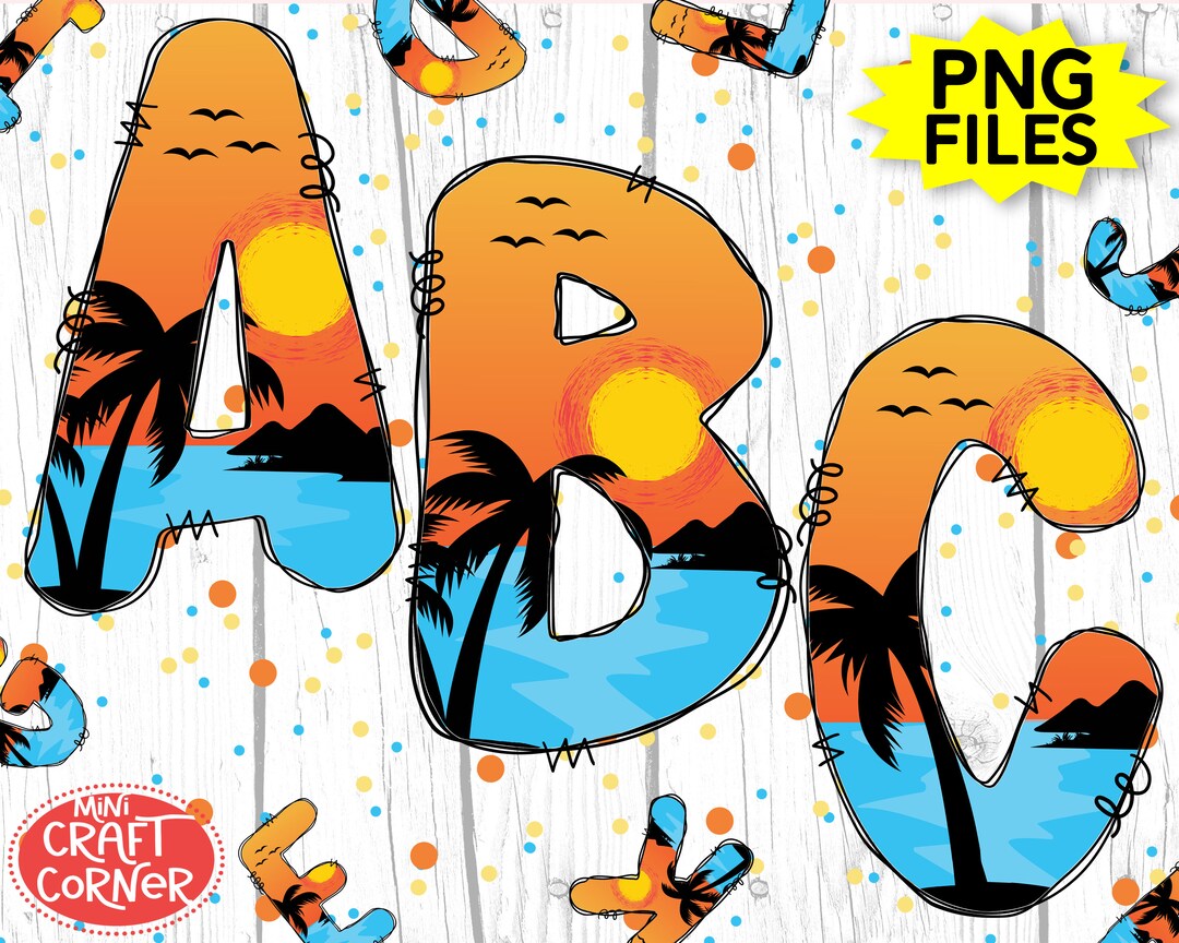 DIGITAL Sunset Letters / Beach Letters PNG / Sublimation Beach - Etsy
