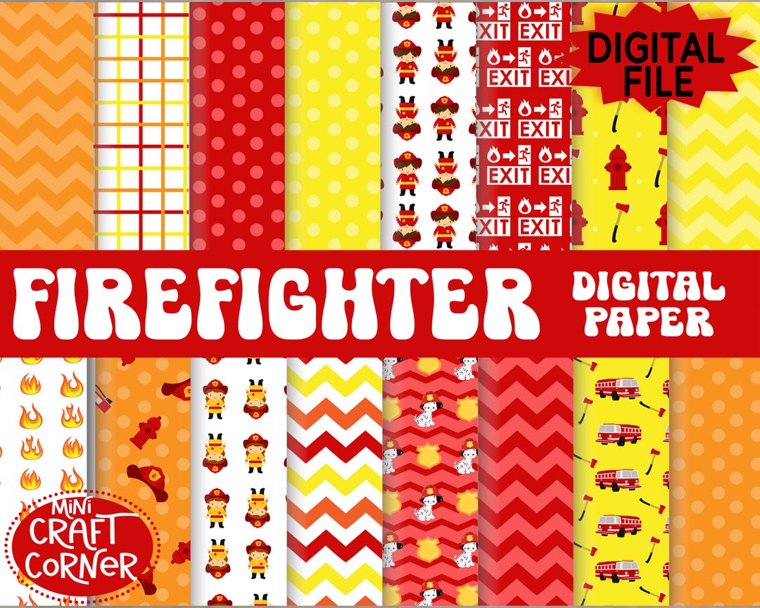 Firefighter Digital Paper | Firefighter Themed Backgrounds for Crafts ...