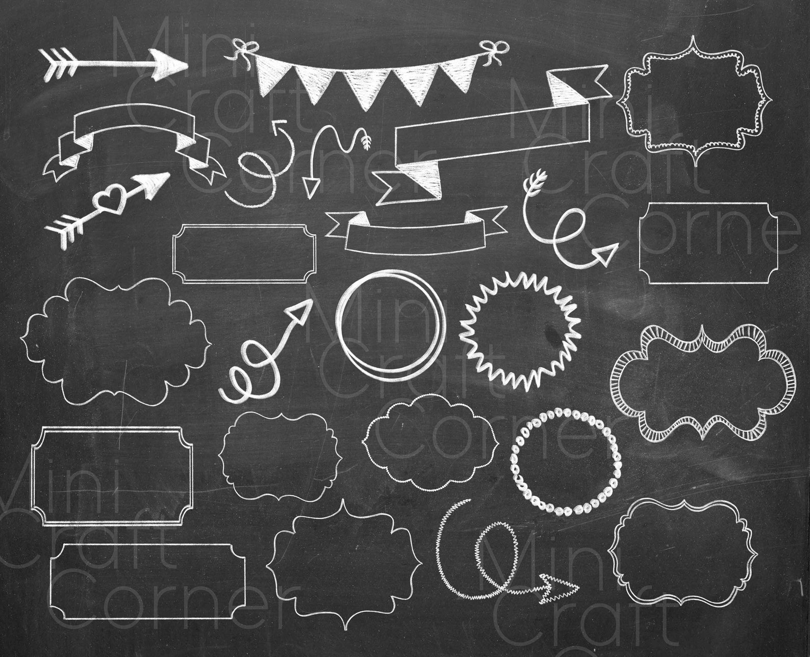 Digital PNG Chalk Outlines / Chalkboard Sign / Chalkboard Clipart ...