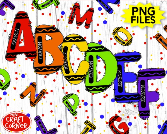 DIGITAL Crayon Alphabet / Crayon Letters / Crayon Font / - Etsy