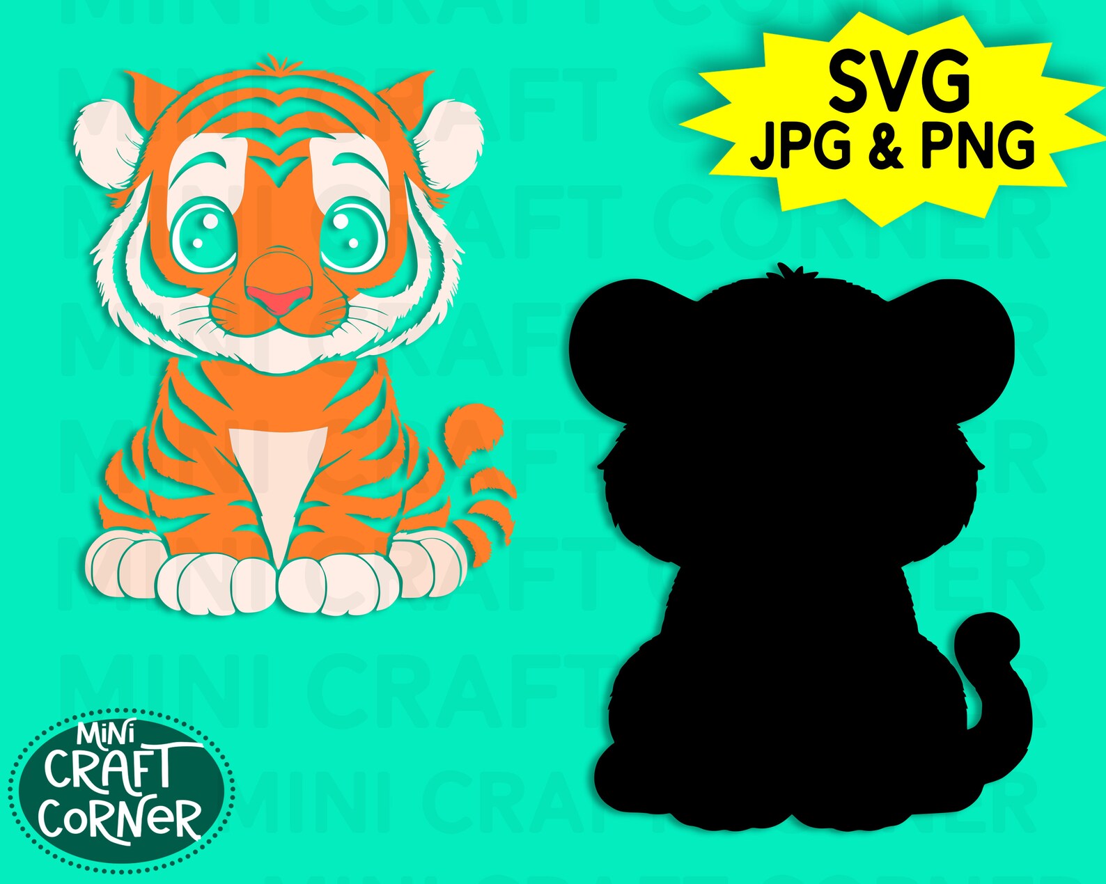 DIGITAL Tiger Clipart / Tiger Sitting / Cute Tiger Clipart / Baby Tiger ...