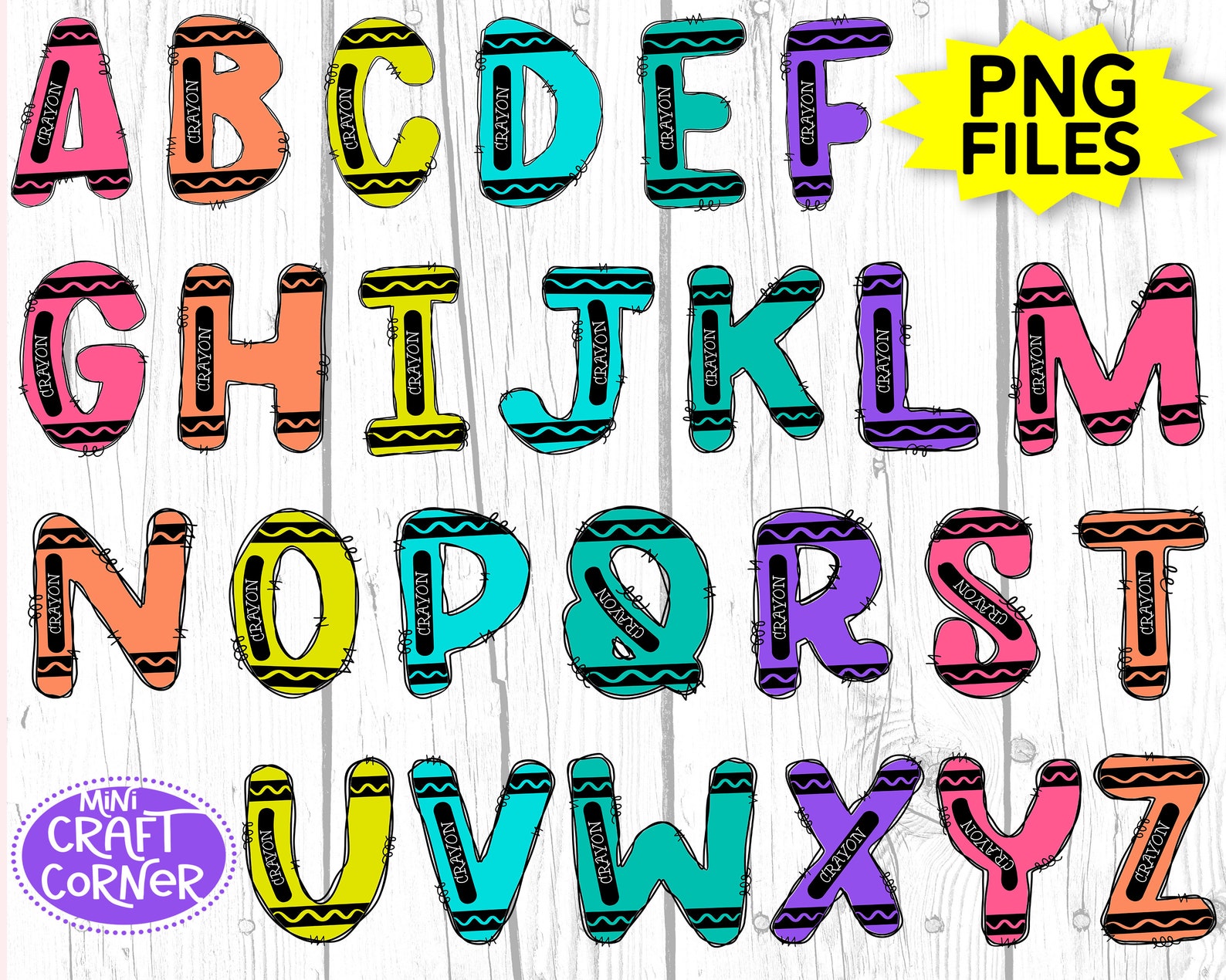 DIGITAL Crayon Alphabet / Crayon Letters / Crayon Font / - Etsy