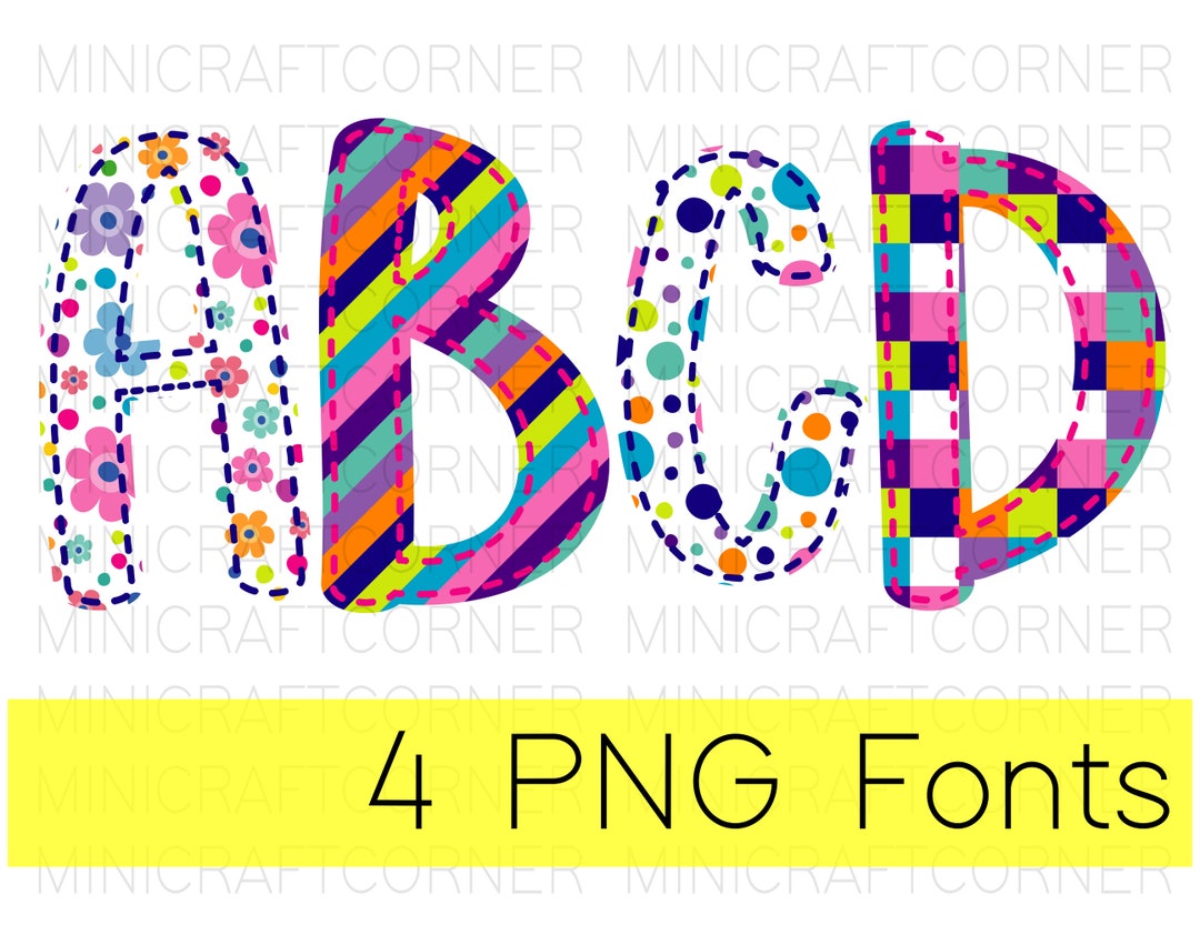 DIGITAL Bright Sublimation Print Letters / Pink and Navy Letters PNG ...