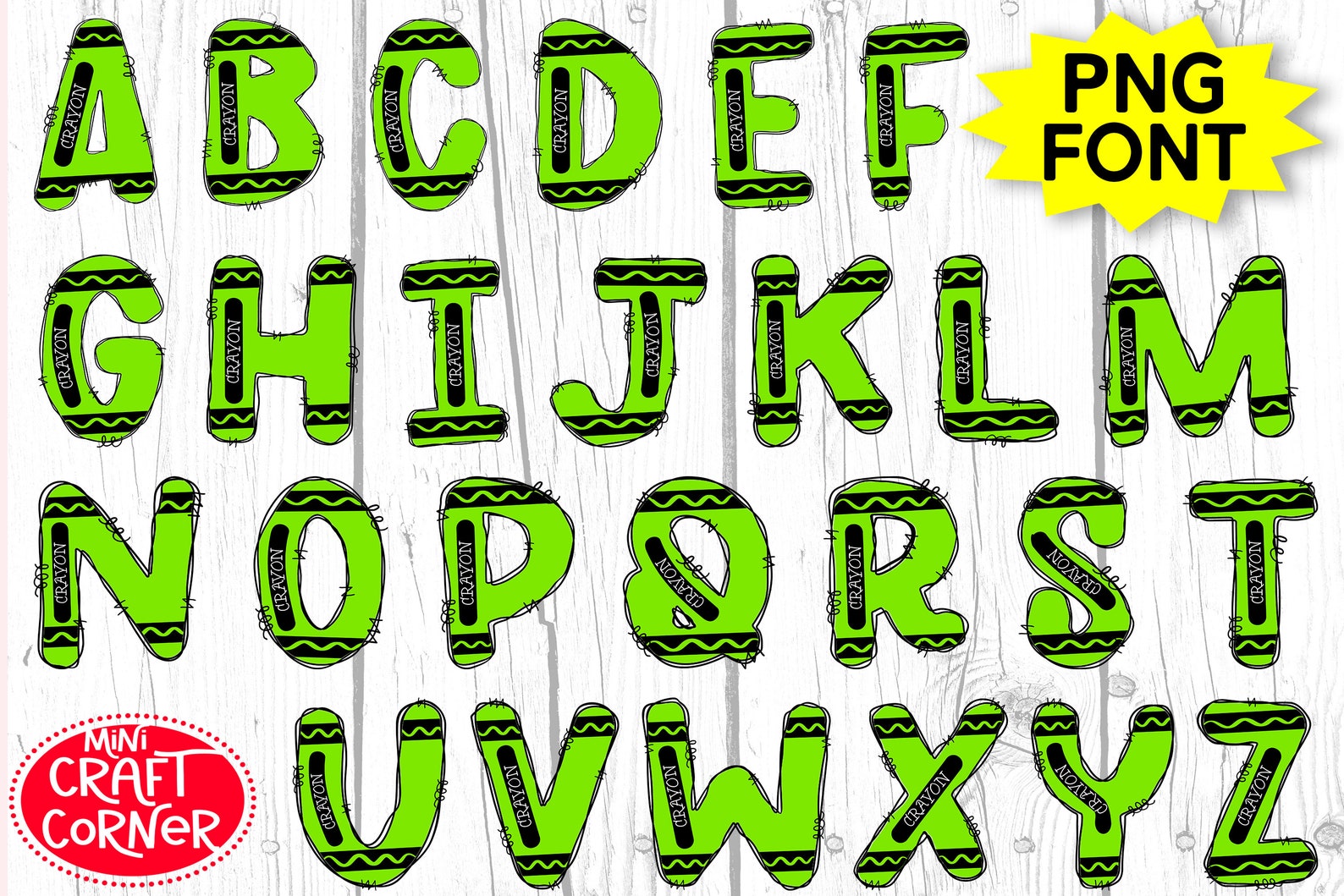 DIGITAL Crayon Alphabet / Crayon Letters / Crayon Font / - Etsy