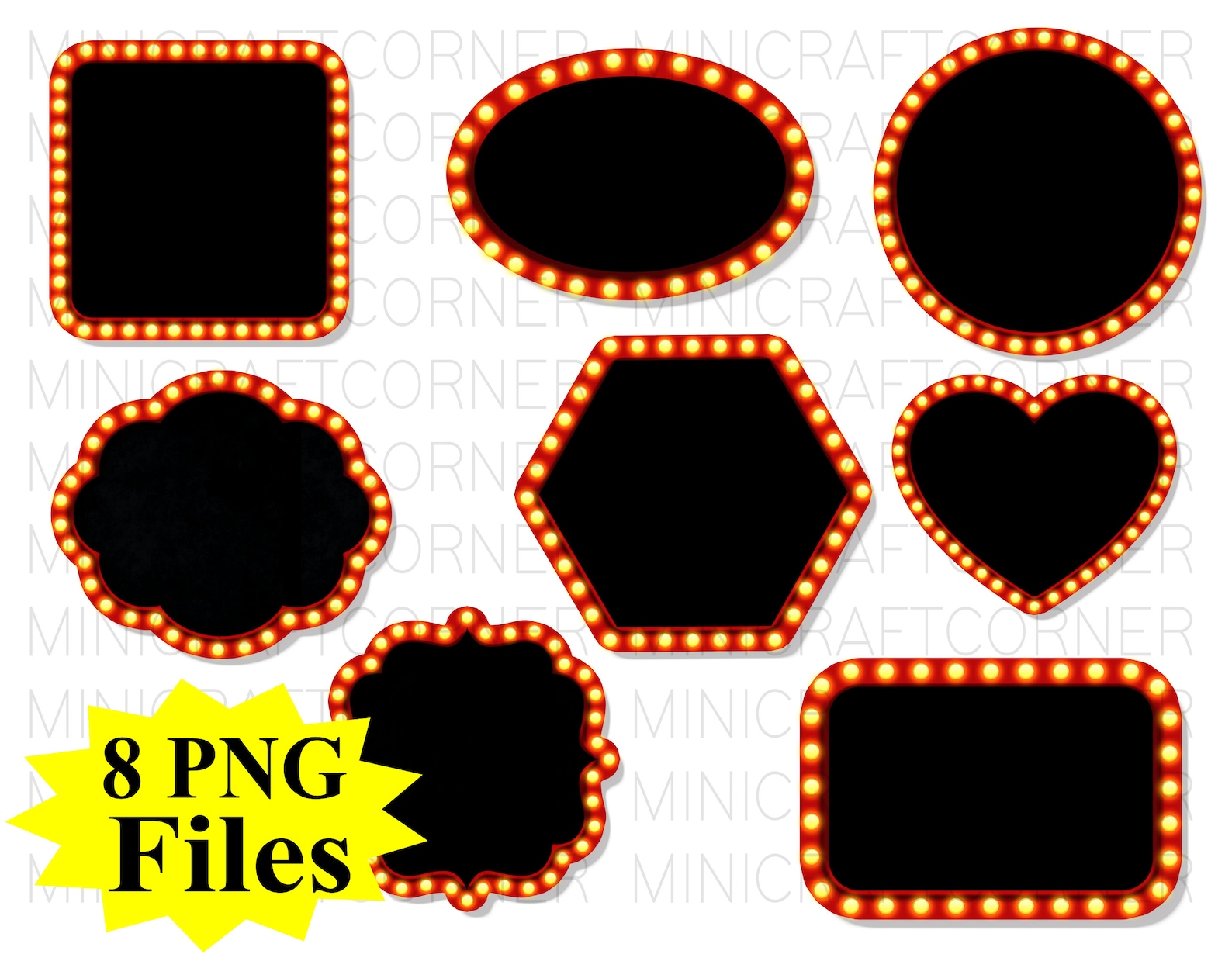 DIGITAL Marquee Shapes / Marquee Sign PNG / Frame PNG / Sublimation ...
