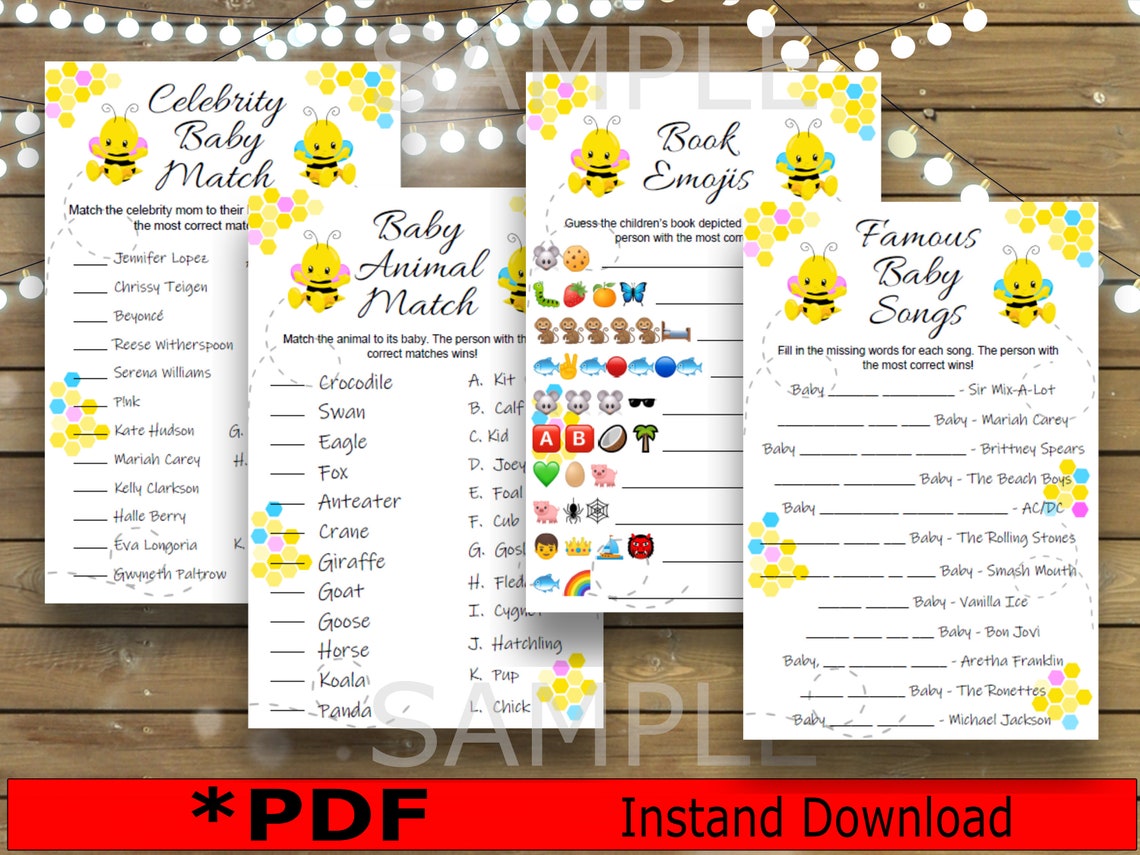 PDF Baby Reveal Games. Baby Bee Party Game. What Will Baby | Etsy