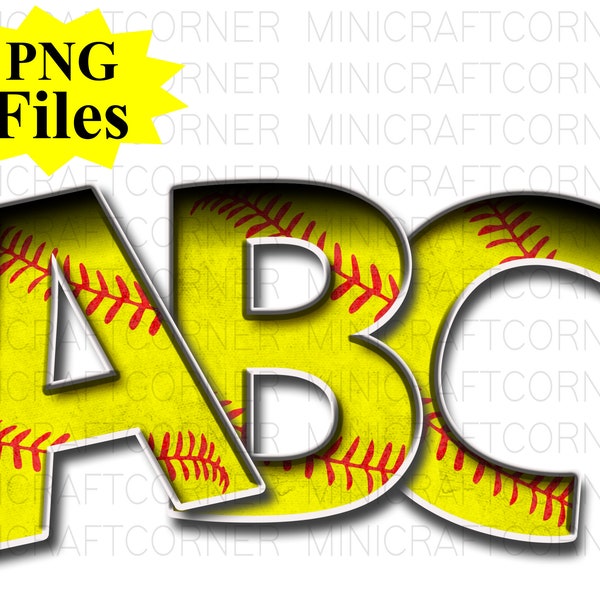 Softball Alphabet Clipart - Etsy