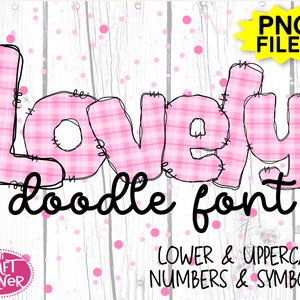 DIGITAL Pink Doodle Letters / Valentine's Letter PNG / Sublimation ...