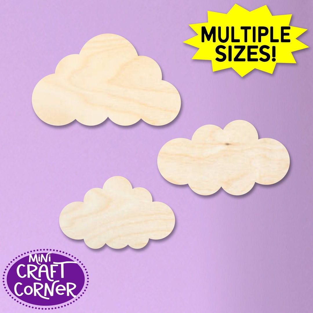 Set of 3 Cloud Wooden Cutouts / Cloud Cutouts / Cloud Shape / Cloud ...