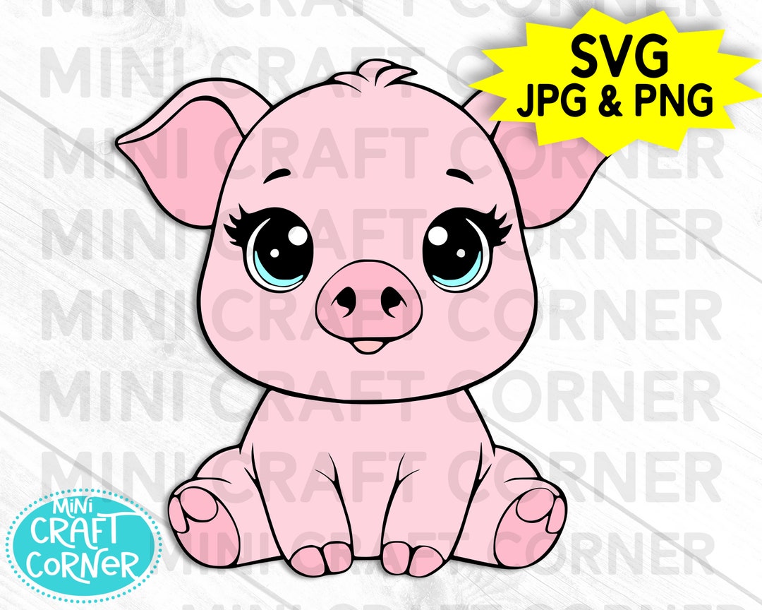 DIGITAL Pig Clipart / Pig Sitting / Cute Pig Clipart / Baby Pig Clipart ...