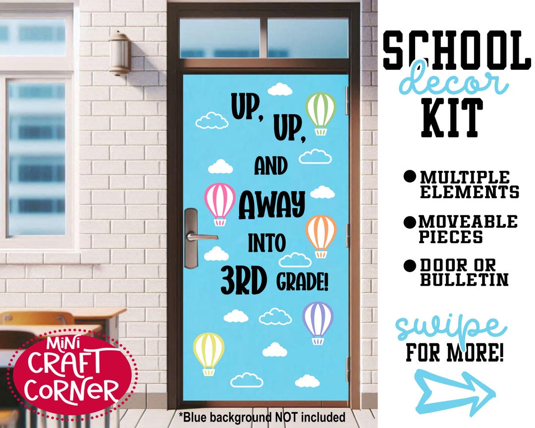 Up up and Away Door Decor Kit | Hot Air Balloon Classroom Decoration ...