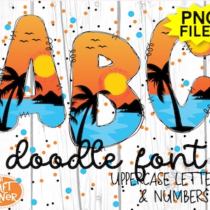 DIGITAL Sunset Letters / Beach Letters PNG / Sublimation Beach Letters ...
