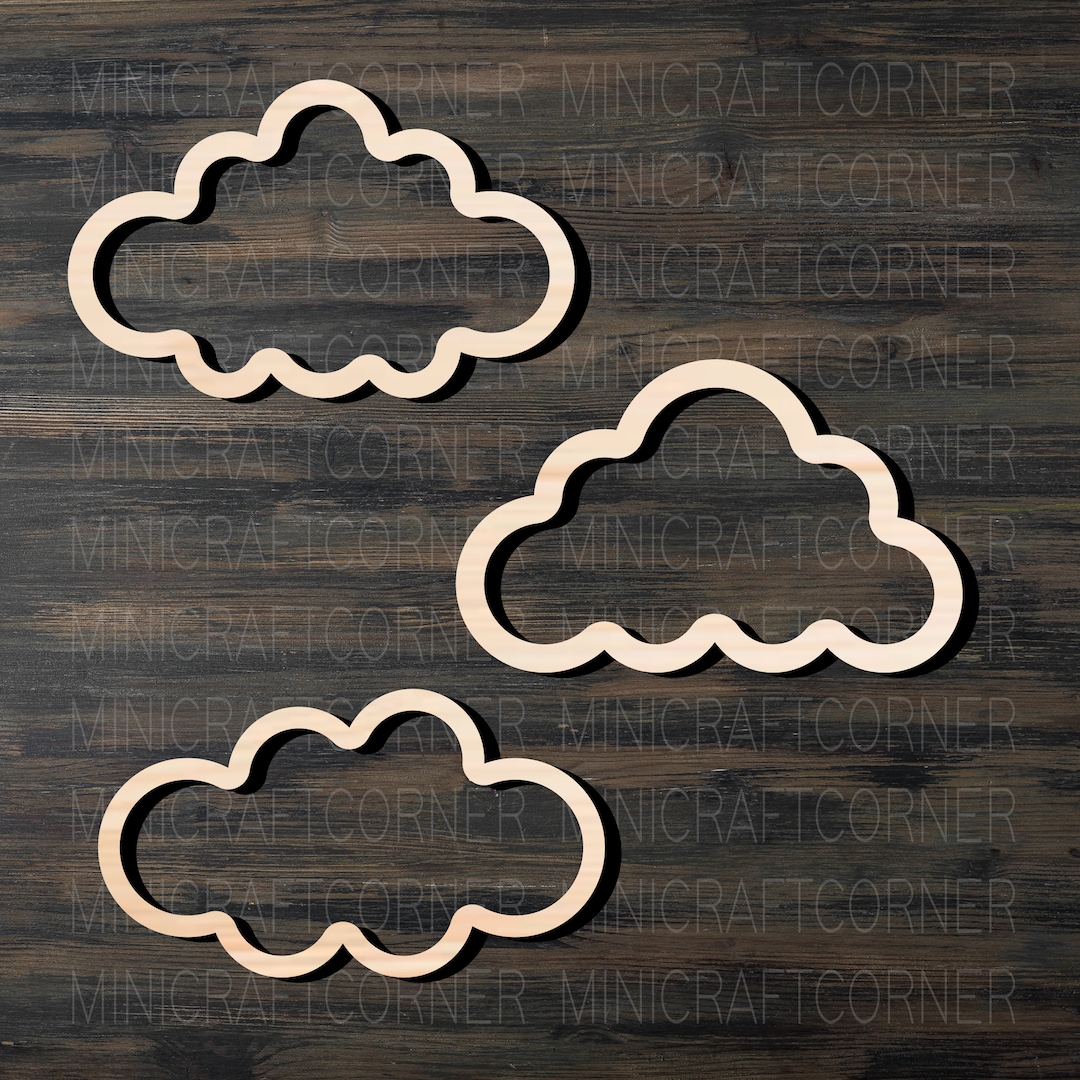 Set of 3 Cloud Wooden Cutouts / Cloud Cutouts / Cloud Shape / Cloud ...