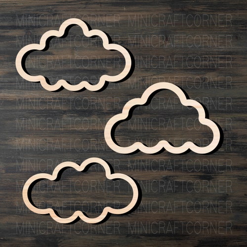 Set of 3 Cloud Wooden Cutouts / Cloud Cutouts / Cloud Shape / - Etsy