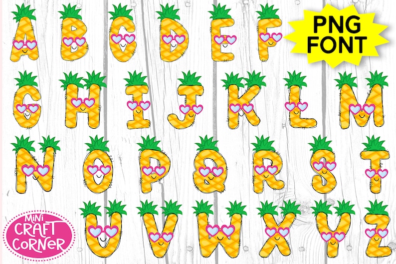 DIGITAL Pineapple Letters / Pineapple Letters PNG / - Etsy