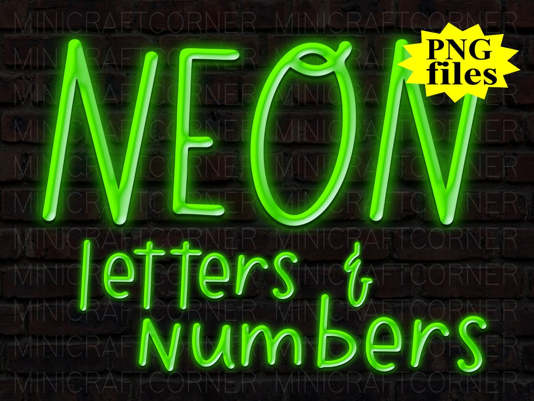 DIGITAL Green Neon Letters / Neon Letters PNG / PNG Letters / Png Font ...
