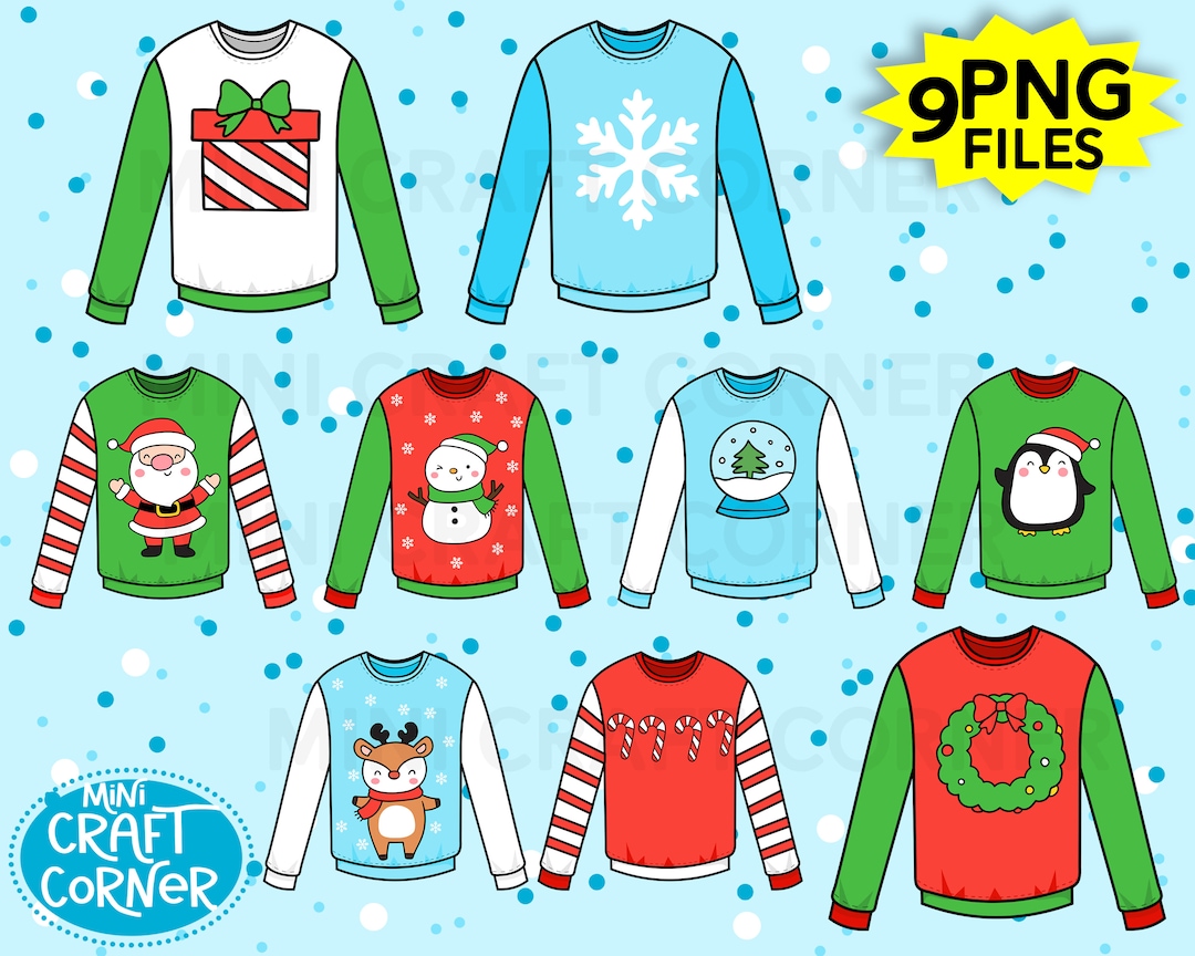 DIGITAL Christmas Sweater Clipart / Ugly Sweater Party / Christmas ...