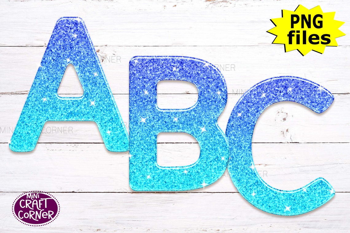DIGITAL Blue Glitter Letters / Blue Letters PNG / Letters PNG - Etsy
