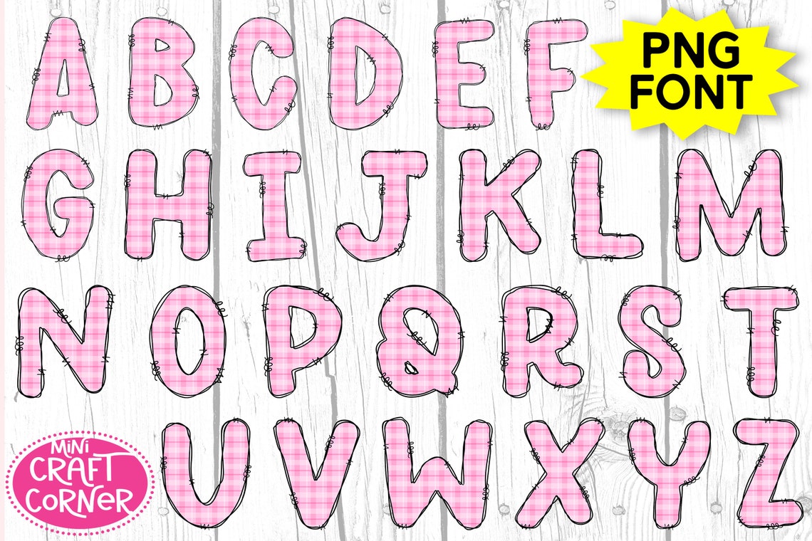 DIGITAL Pink Doodle Letters / Valentine's Letter PNG / Sublimation ...