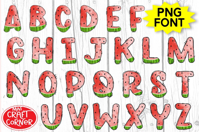 DIGITAL Watermelon Letters / Watermelon Letters PNG / - Etsy