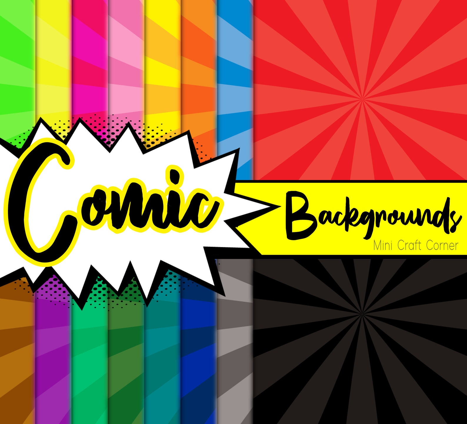 DIGITAL Comic Paper / Comic Digital Paper / Colorful Cartoon Paper ...