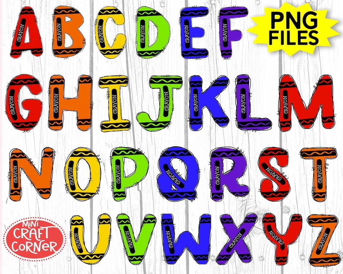 DIGITAL Crayon Alphabet / Crayon Letters / Crayon Font / - Etsy