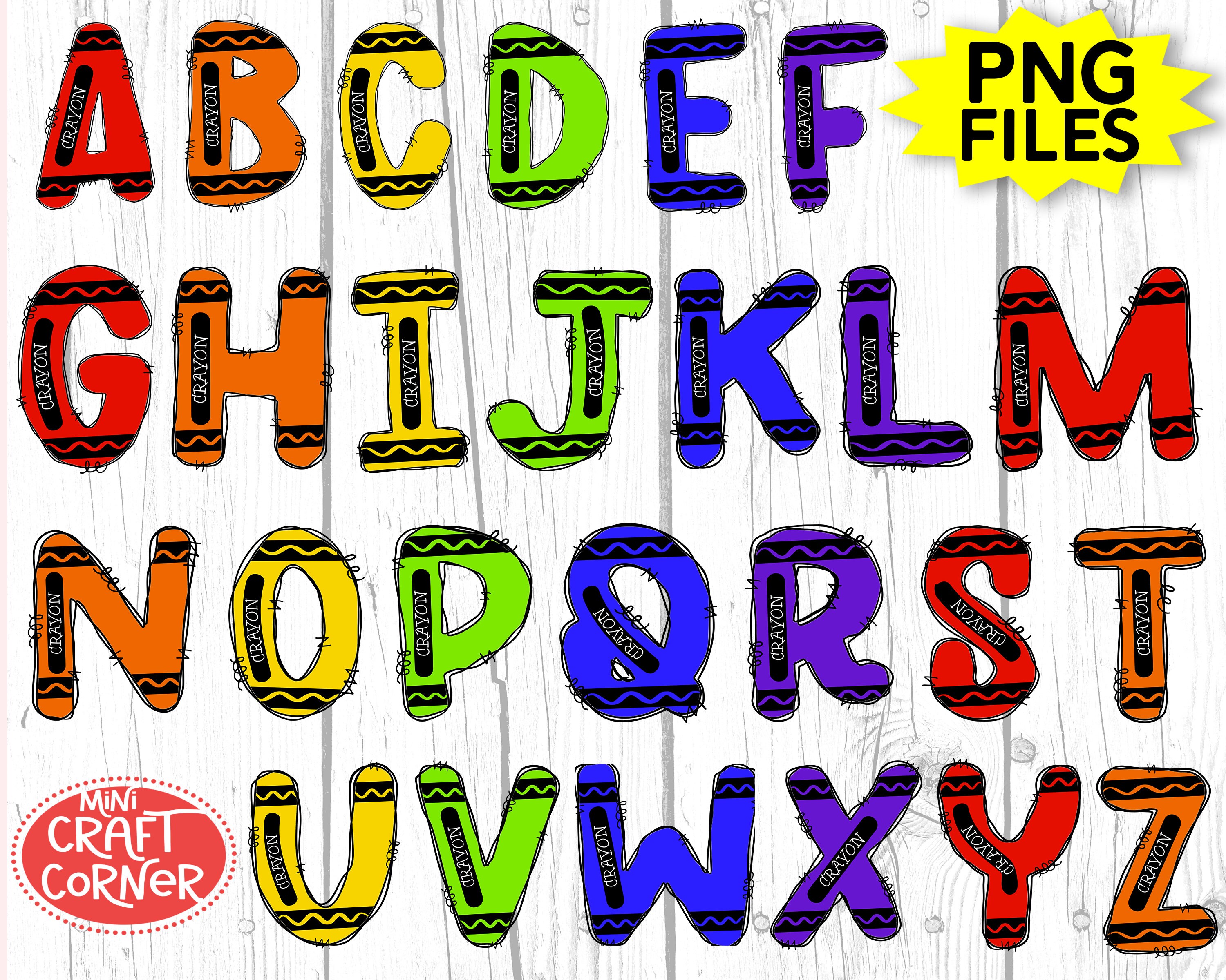 DIGITAL Crayon Alphabet / Crayon Letters / Crayon Font / - Etsy