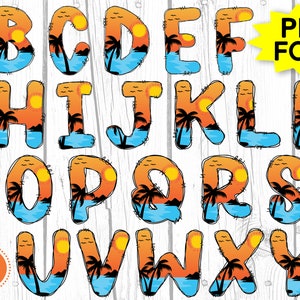 DIGITAL Sunset Letters / Beach Letters PNG / Sublimation Beach Letters ...